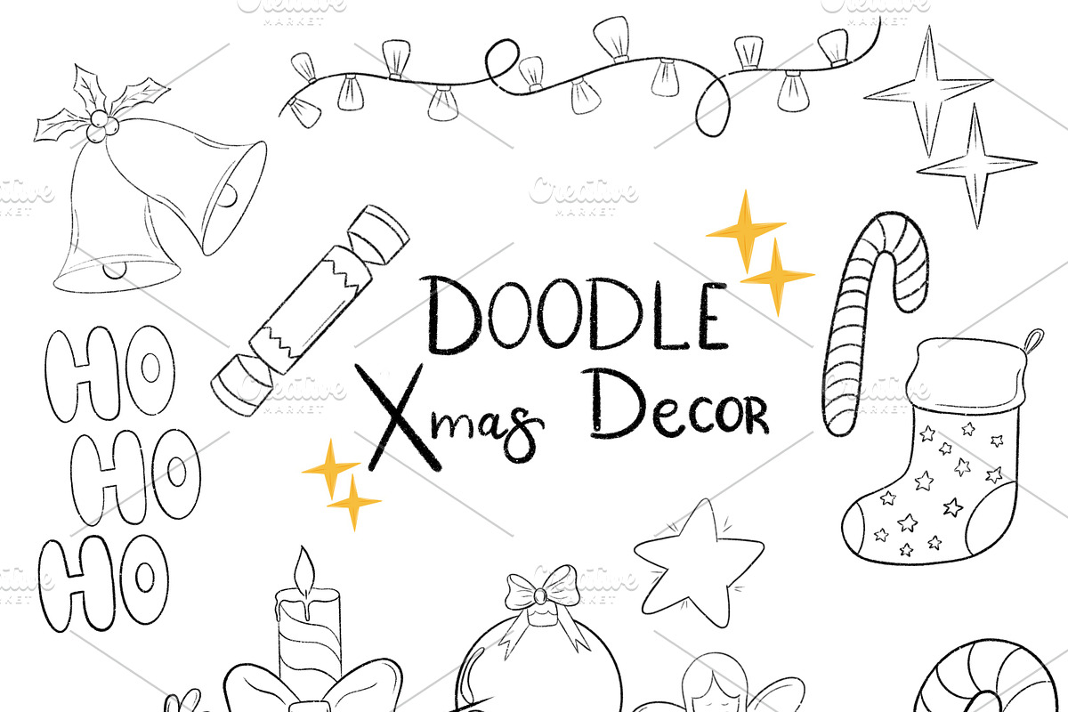 Christmas doodles clip art
