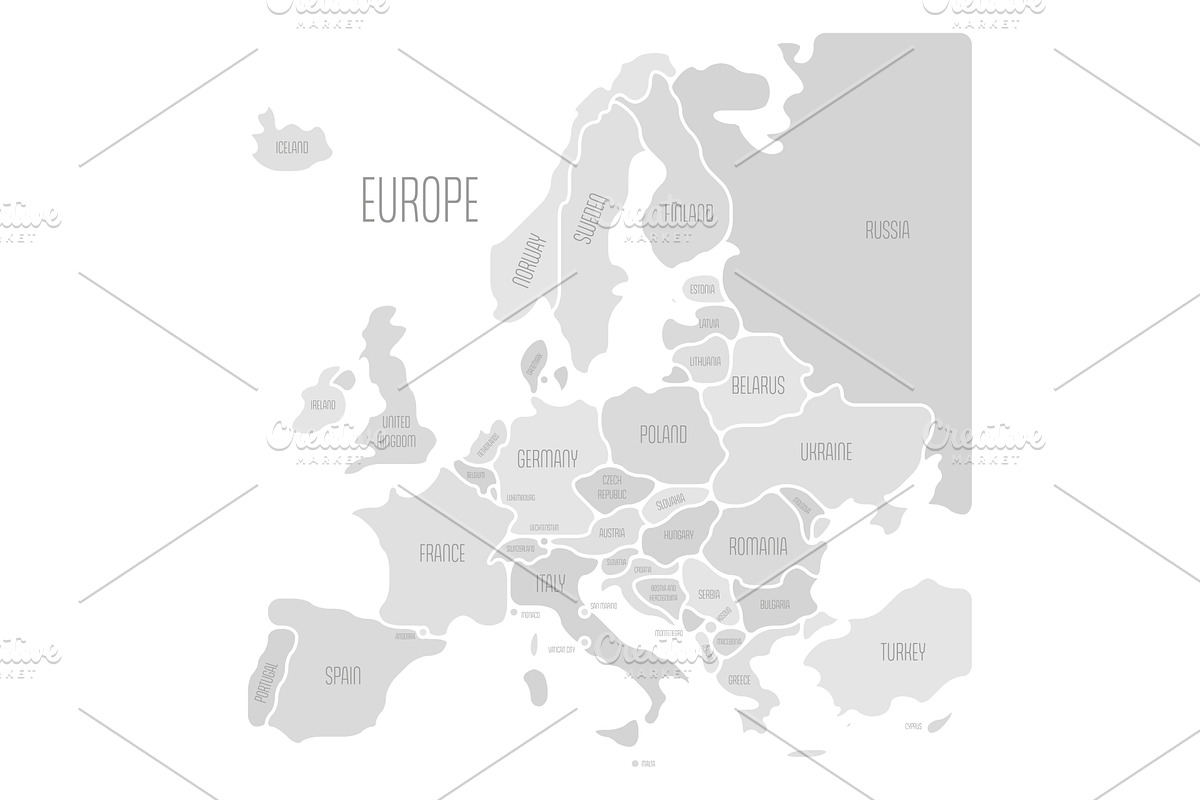 Simplified smooth map of Europe, an Education Illustration by pytyczech ...