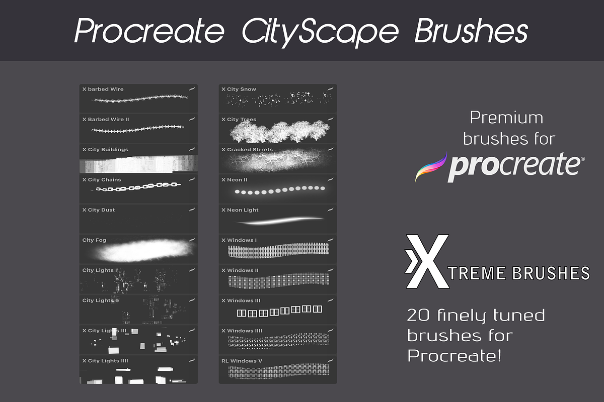 Procreate Cityscape Brushes, a Brush Add-On by Extreme Brushes
