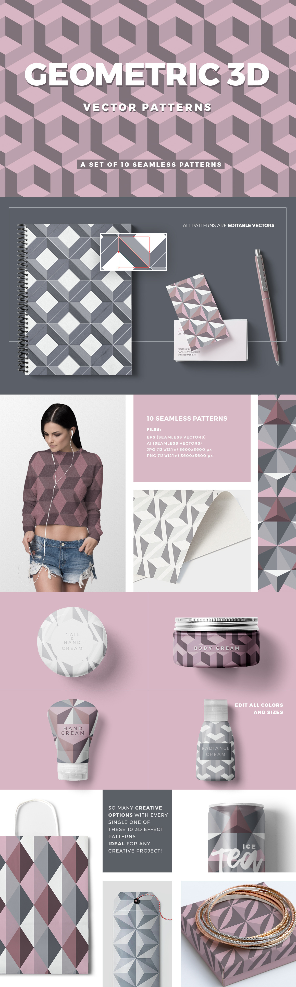 Geometric 3D Patterns, a Pattern Graphic by Youandigraphics
