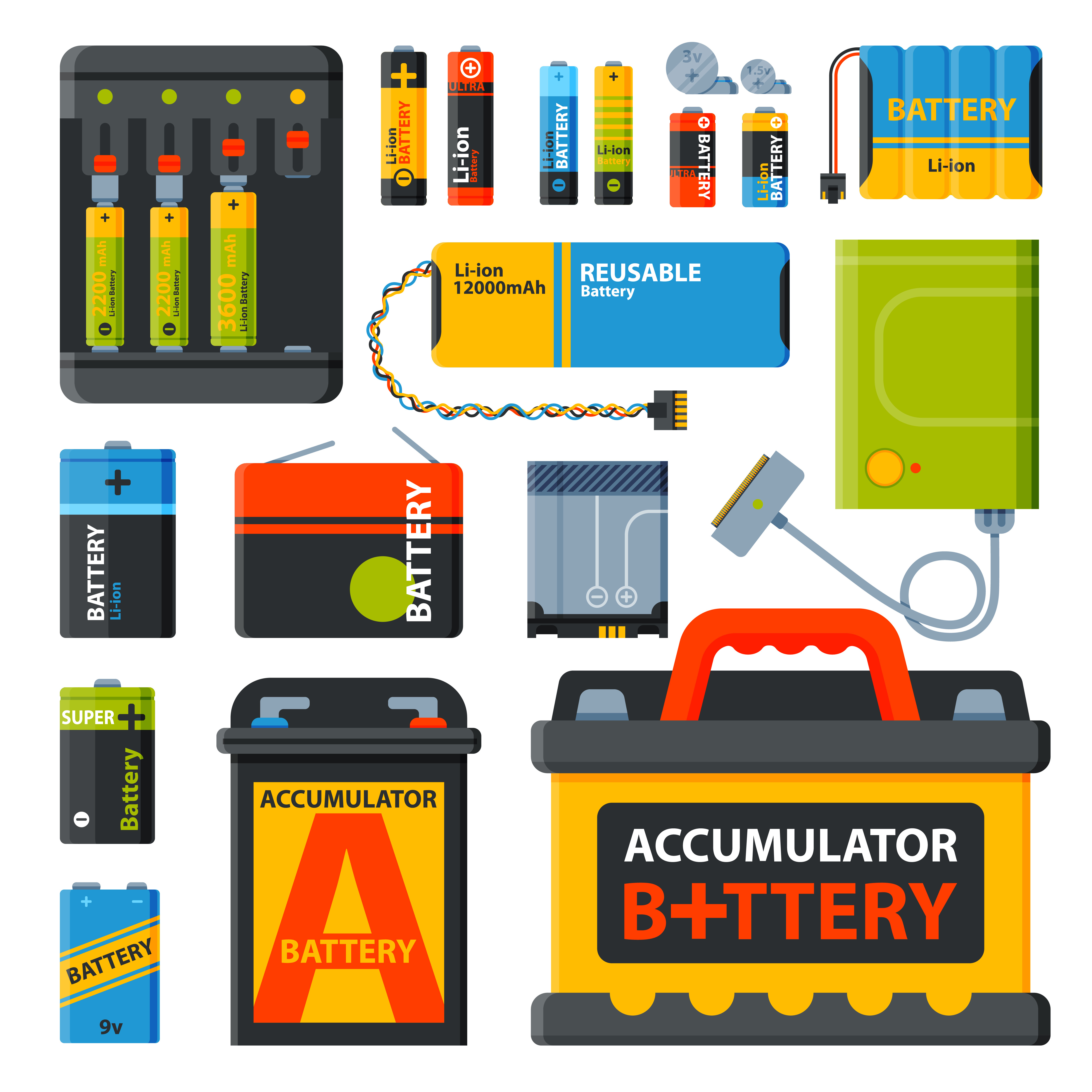 Battery electricity charge vector, an Object Illustration by RocketArt