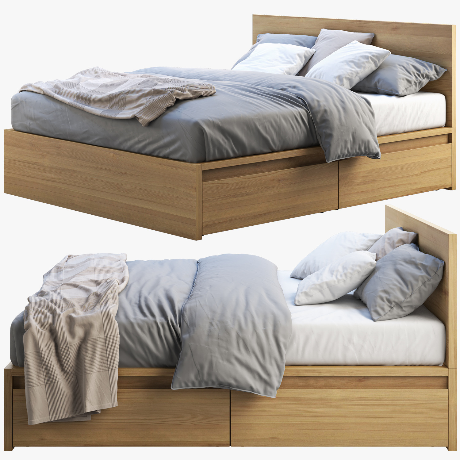 Double bed with storage boxes 3d | Furniture 3D Models ~ Creative Market