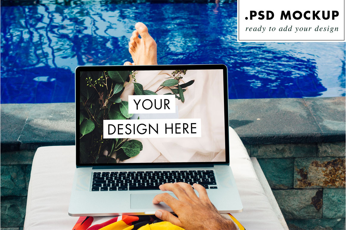 Swimming pool website mockup, a Mac Mockup by Travelling Mockups