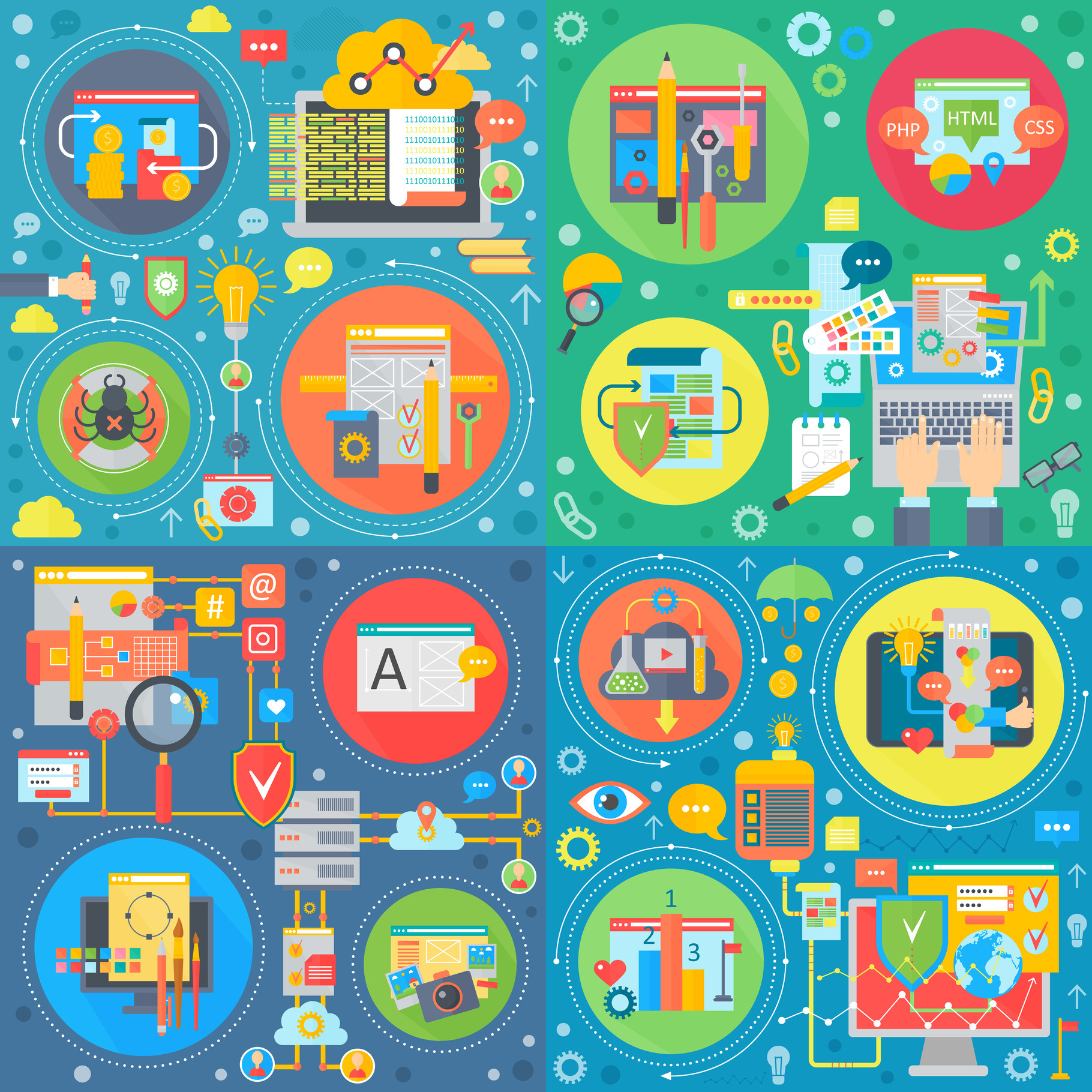 Web design flat concept set., an Object Illustration by Lemberg Vector