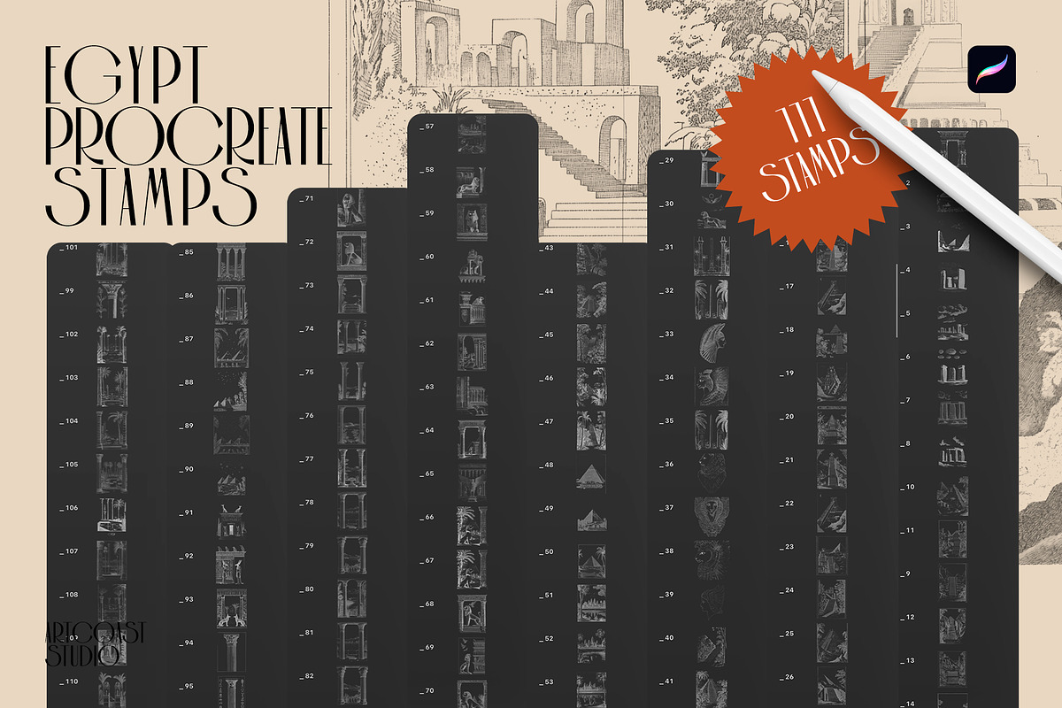 Egypt Procreate Stamps, a Shape Add-On by Spasibenko Art