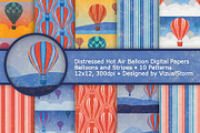Hot Air Balloon Digital Paper, a Pattern Graphic by VizualStorm