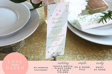 Table Place Card Template PC3004, a Card Template by Love Meets Paper