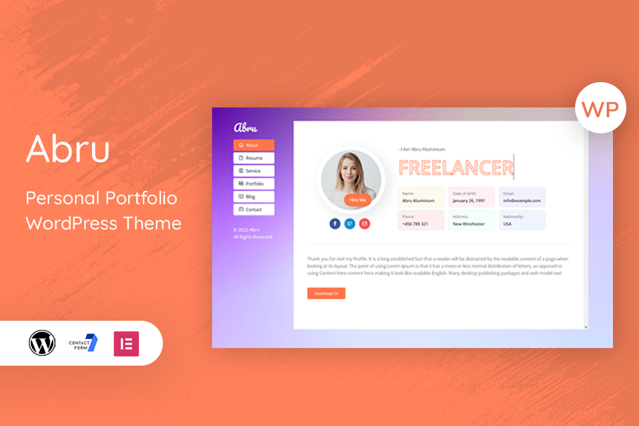 Abru - Portfolio WordPress Theme, a WordPress Template by Themesvila