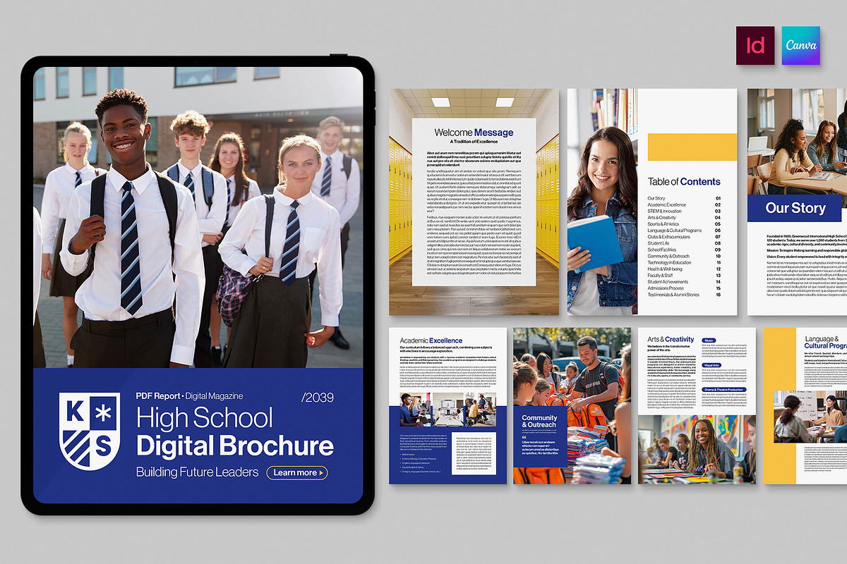 School Digital Brochure Template, a Brochure Template by BrandPacks