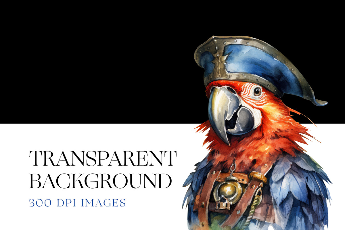 Watercolor Pirates Clipart, Ship, Map
