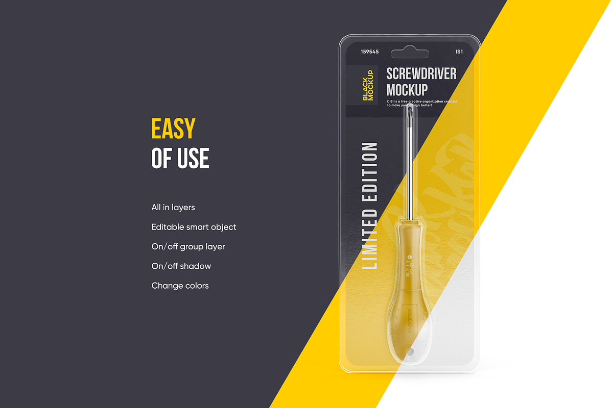 Screwdriver in packaging mockup, a Packaging Mockup by BlackMockup