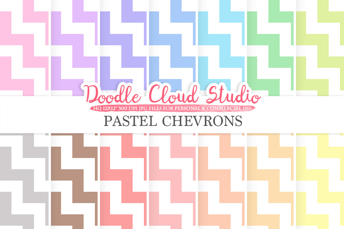Pastel Chevron digital paper, a Pattern Graphic by Doodle Cloud Studio ...