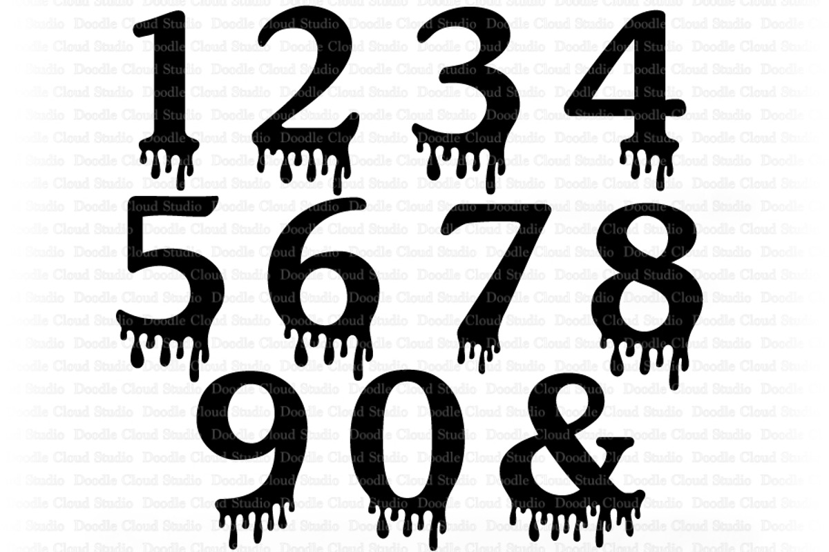 Dripping Numbers Set SVG PNG., an Illustration by Doodle Cloud Studio ...