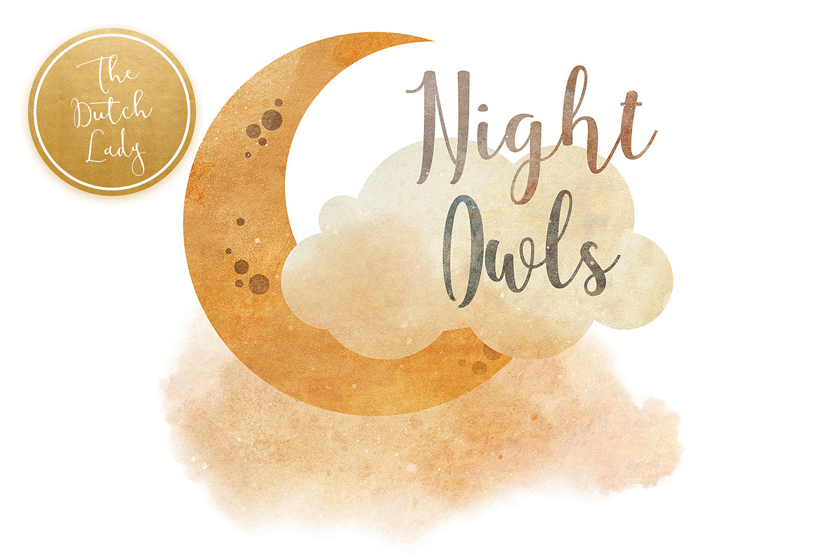 Night Owl Clipart Set, an Animal Illustration by The Dutch Lady Designs