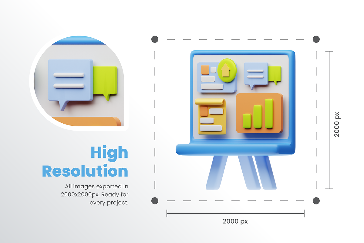 3D Presentation Icons, a 3D by Flat Icons | Creative Market
