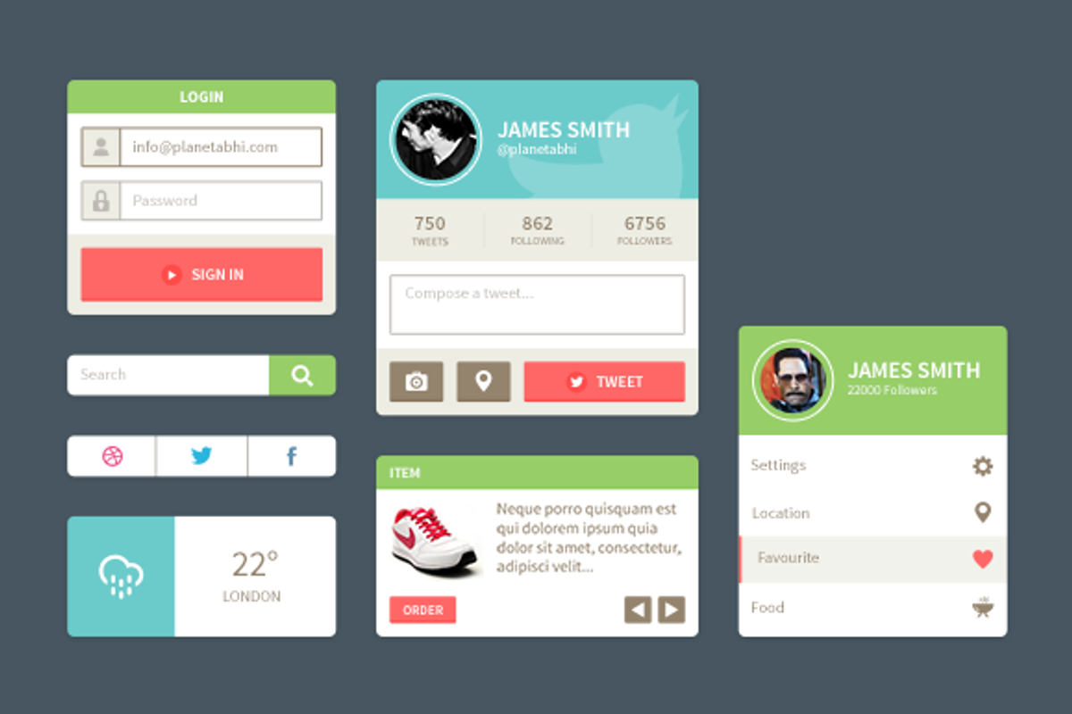 Flat Rounded UI Kit, an UI Kit Template by Creative VIP