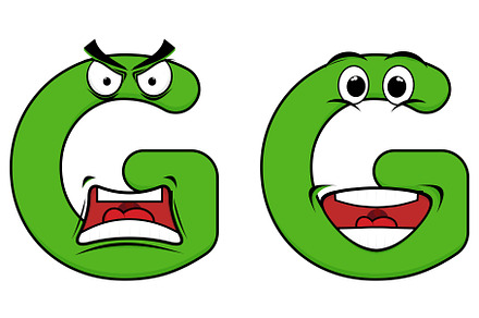 Letter R, Angry and Happy Character, an Illustration by REDVY CREATIVE