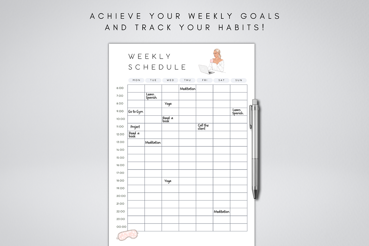 Weekly Schedule Printable Page Canva, a Stationery Template by BRANDcontent
