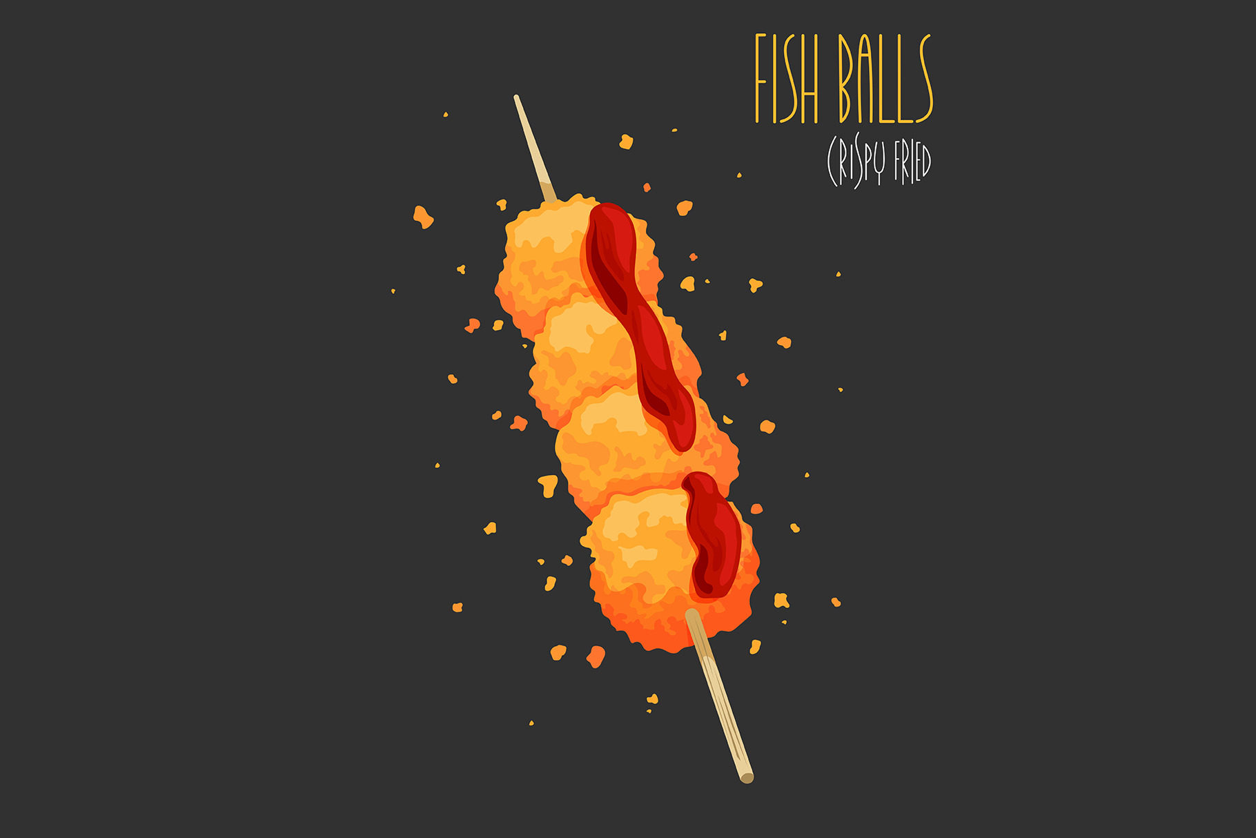 Fishballs. Vector illustration, a Food Illustration by AKOMIX