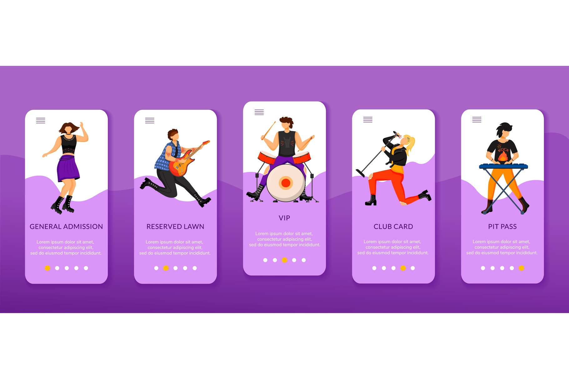 Concert Ticket Types Onboarding App Templates ~ Creative Market