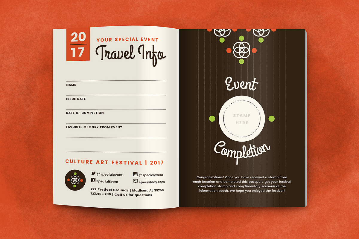 Special Event Promotional Passport, a Brochure Template by Hues of Hodges