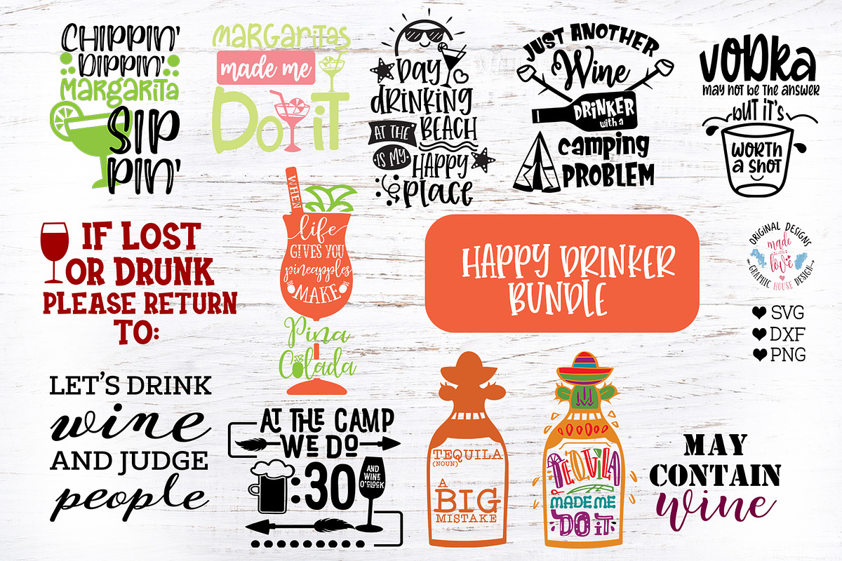 Funny Drinking Party SVG Bundle, a Food Illustration by Graphic House ...