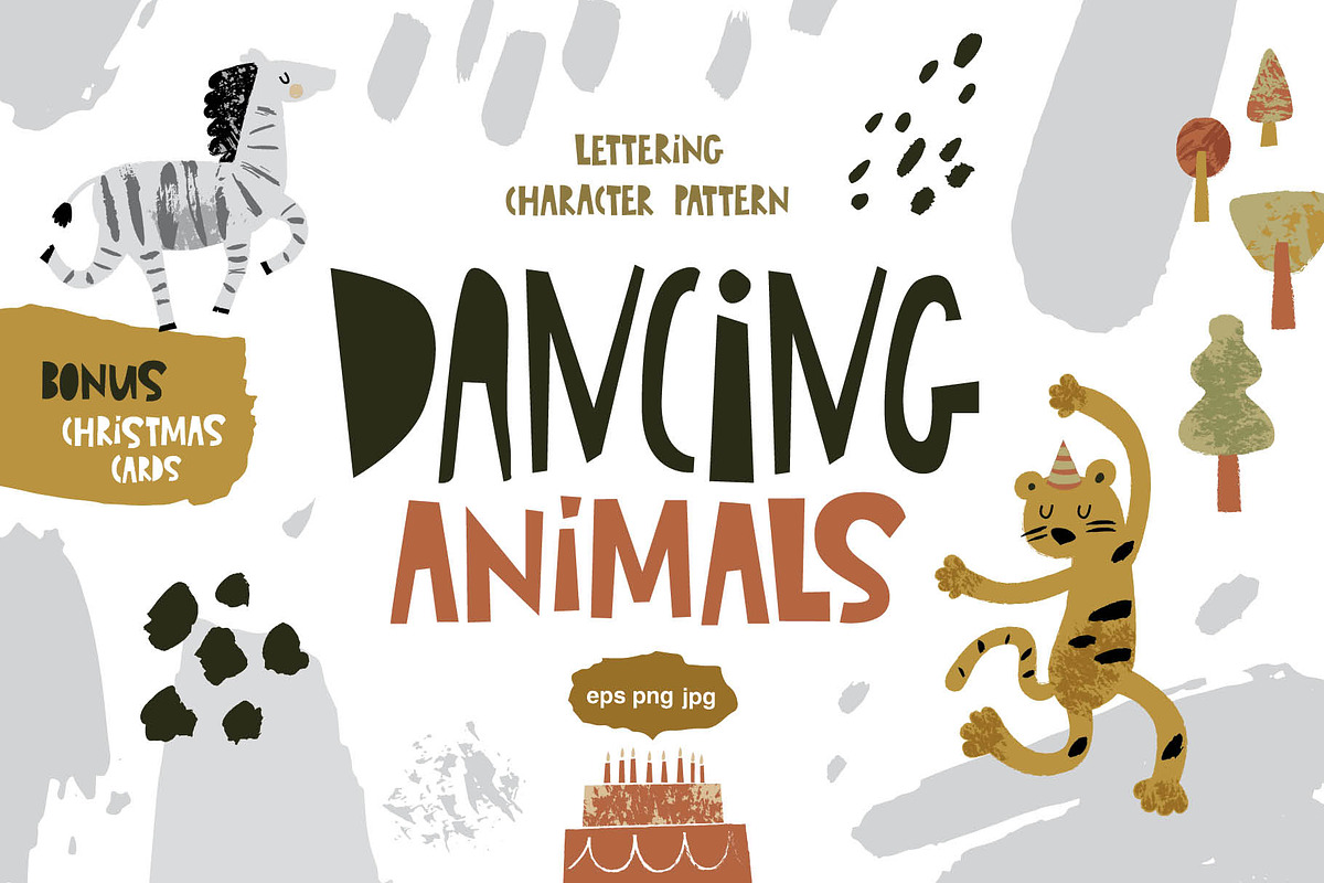 Dancing animals. Graphic set, an Animal Illustration by Maru_art