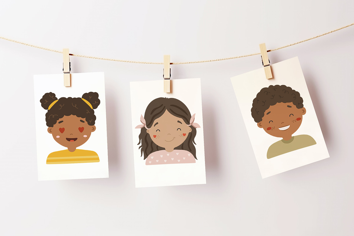 Kids emotions clipart, an Education Illustration by ⋒DesignECShop⋒