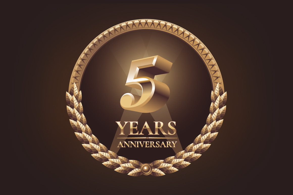 5 years anniversary vector logo, a Decorative Illustration by Darth Vector