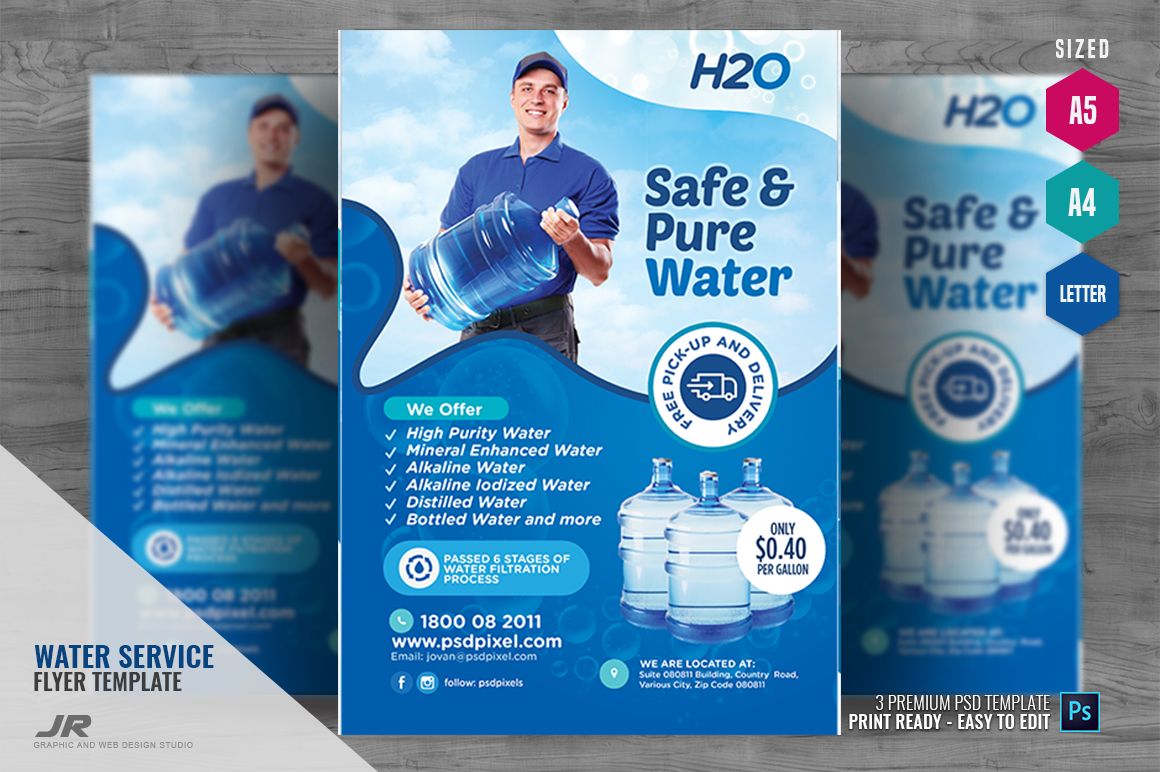 Water Refilling Service Flyer, a Flyer Template by PSDPixel