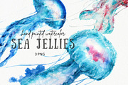 Watercolor Jellyfish Clipart Set