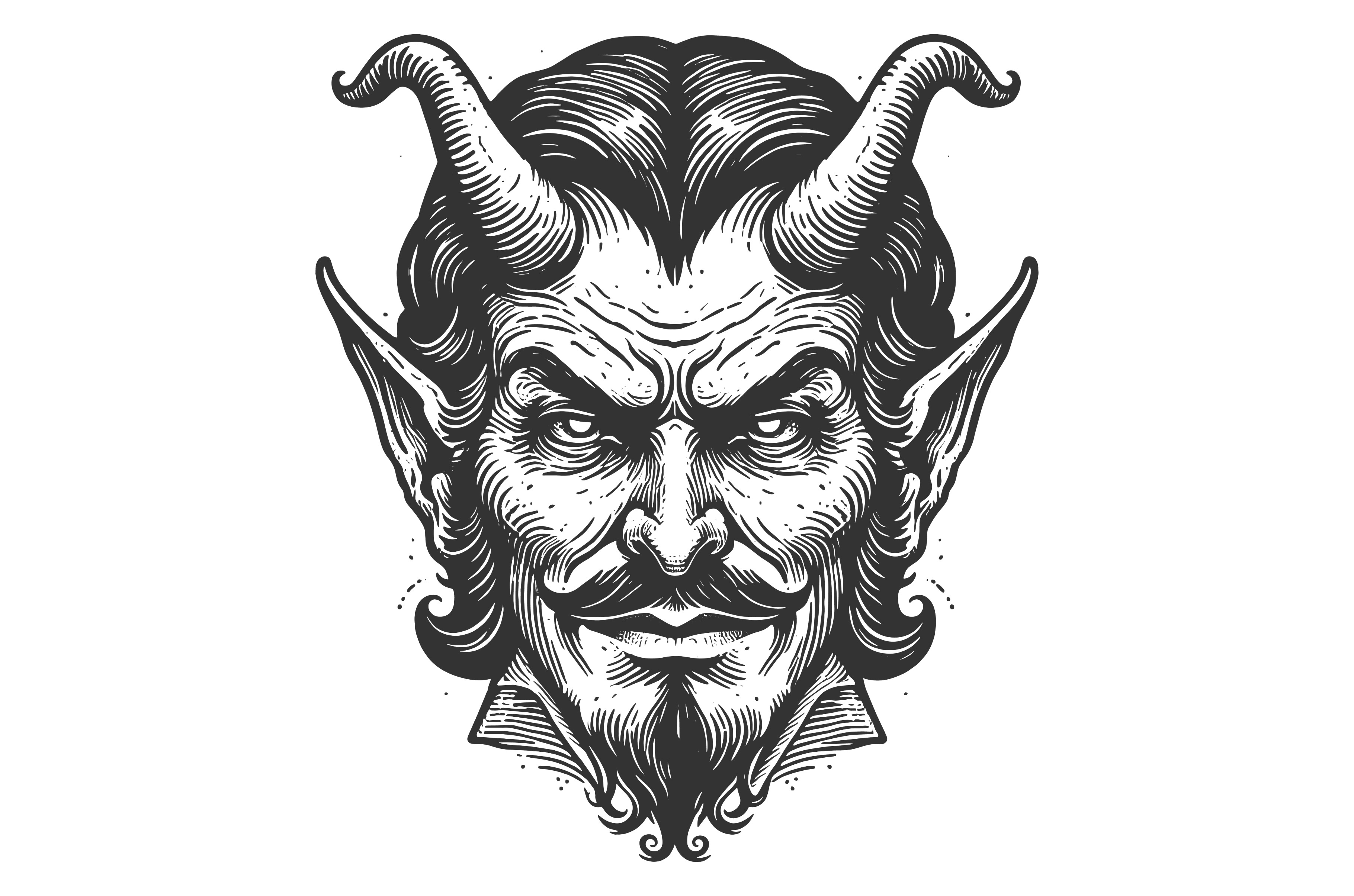 Devil with Horns and Mustache, an Illustration by AlexArt