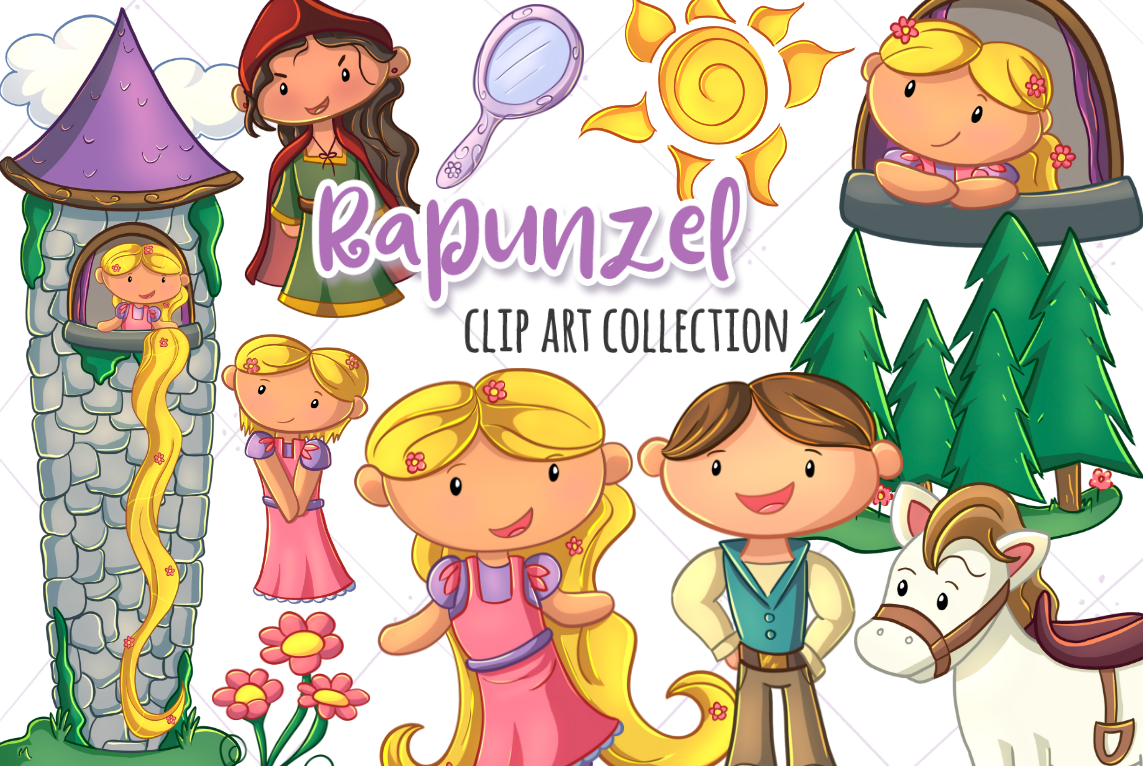 Rapunzel Fairy Tale Clip Art, an Illustration by Keepin' It Kawaii