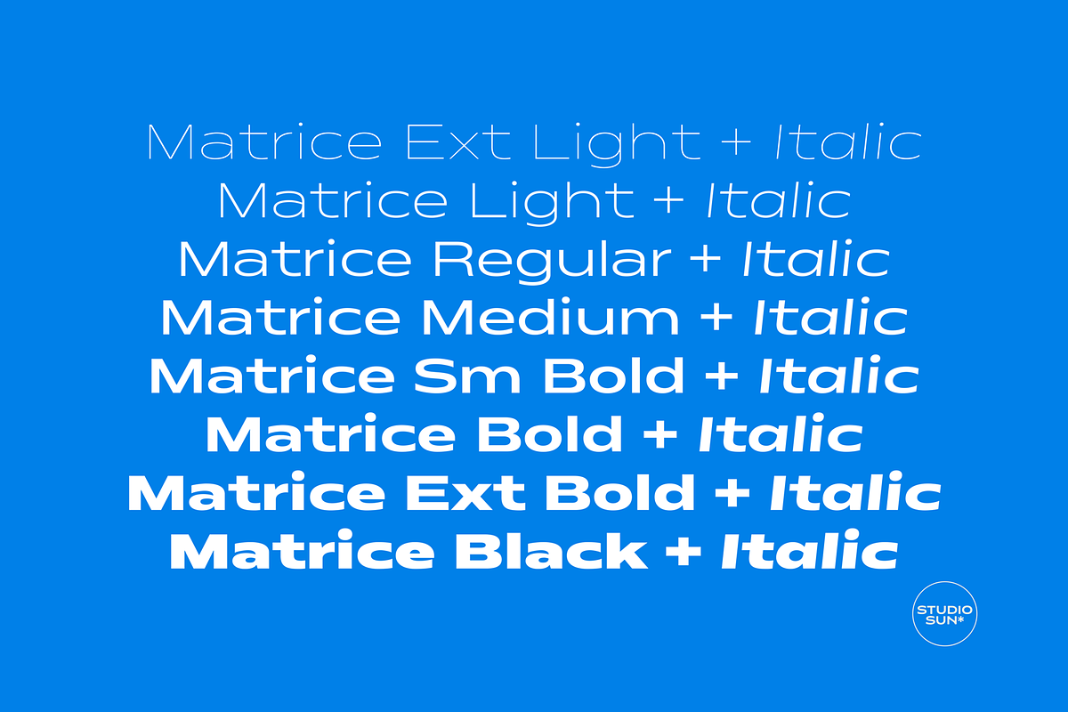 Matrice - Font Family, a Font by Sundance Tipografia