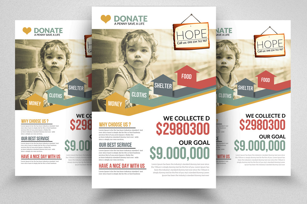 Donation & Charity Flyers, a Flyer Template by Psd Templates