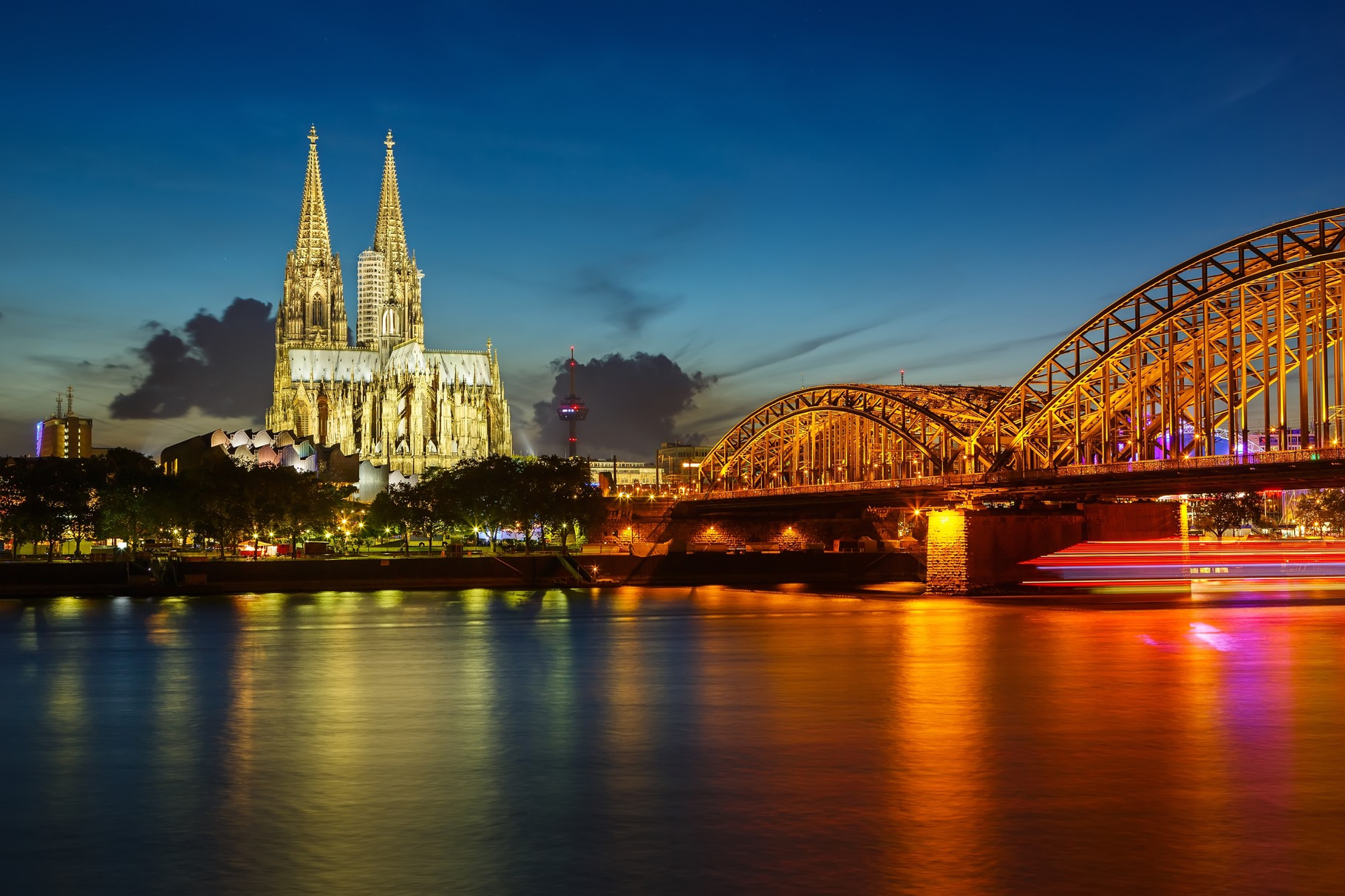 Cologne cathedral and hohenzollern containing koeln, german, and ...