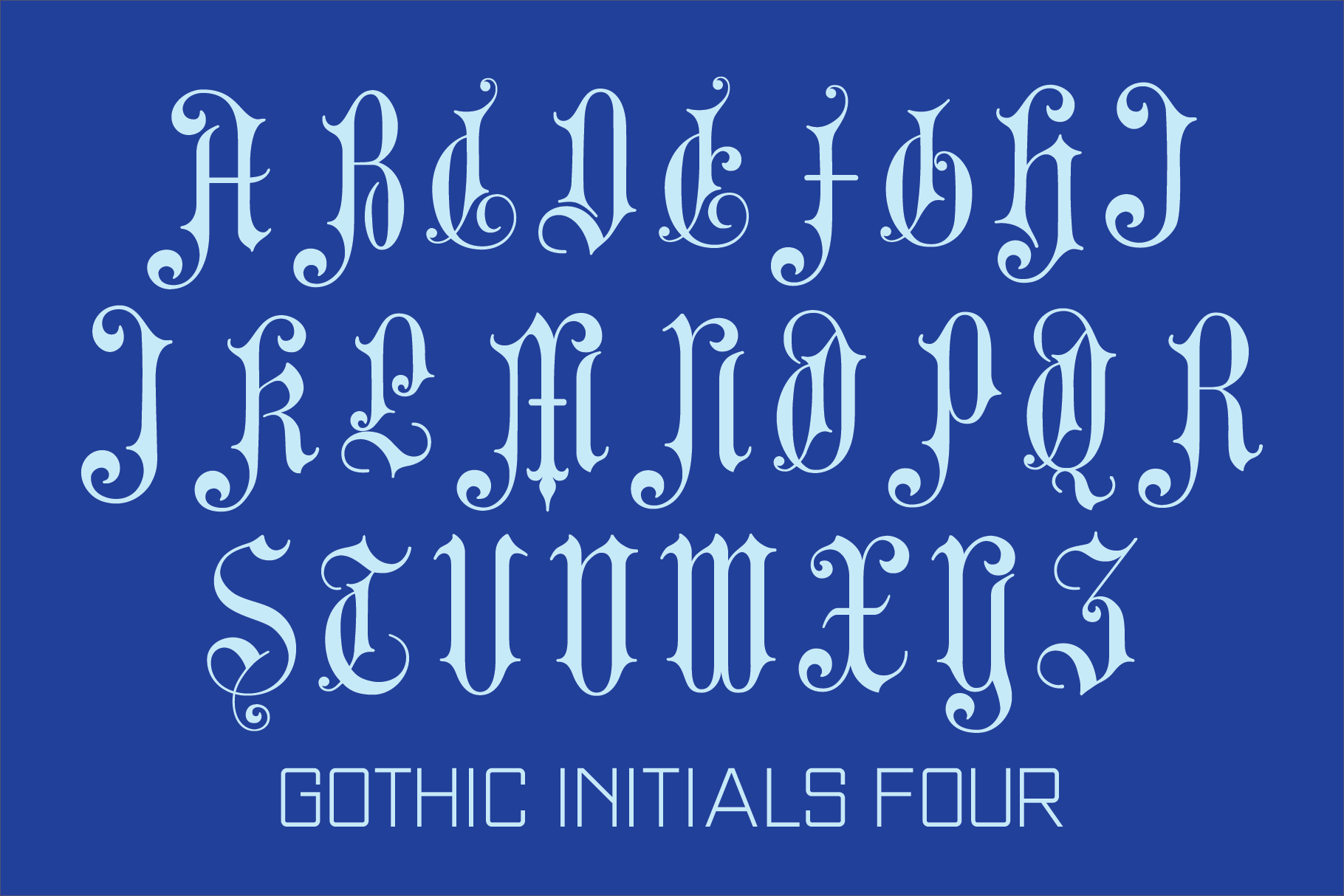 Gothic Initials Four Font, a Script Font by GG Design