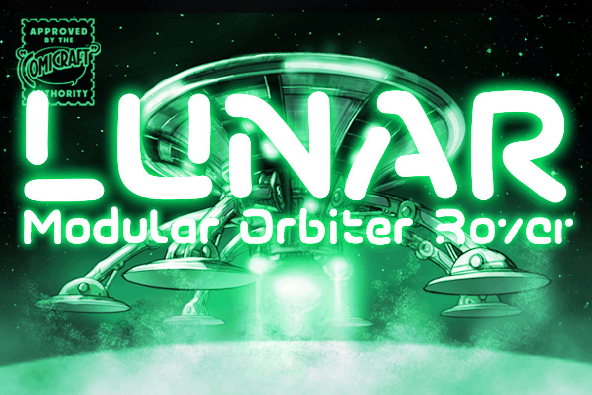 Lunar Modular hand drawn sci-fi font, a Sans Serif Font by Comicraft Fonts