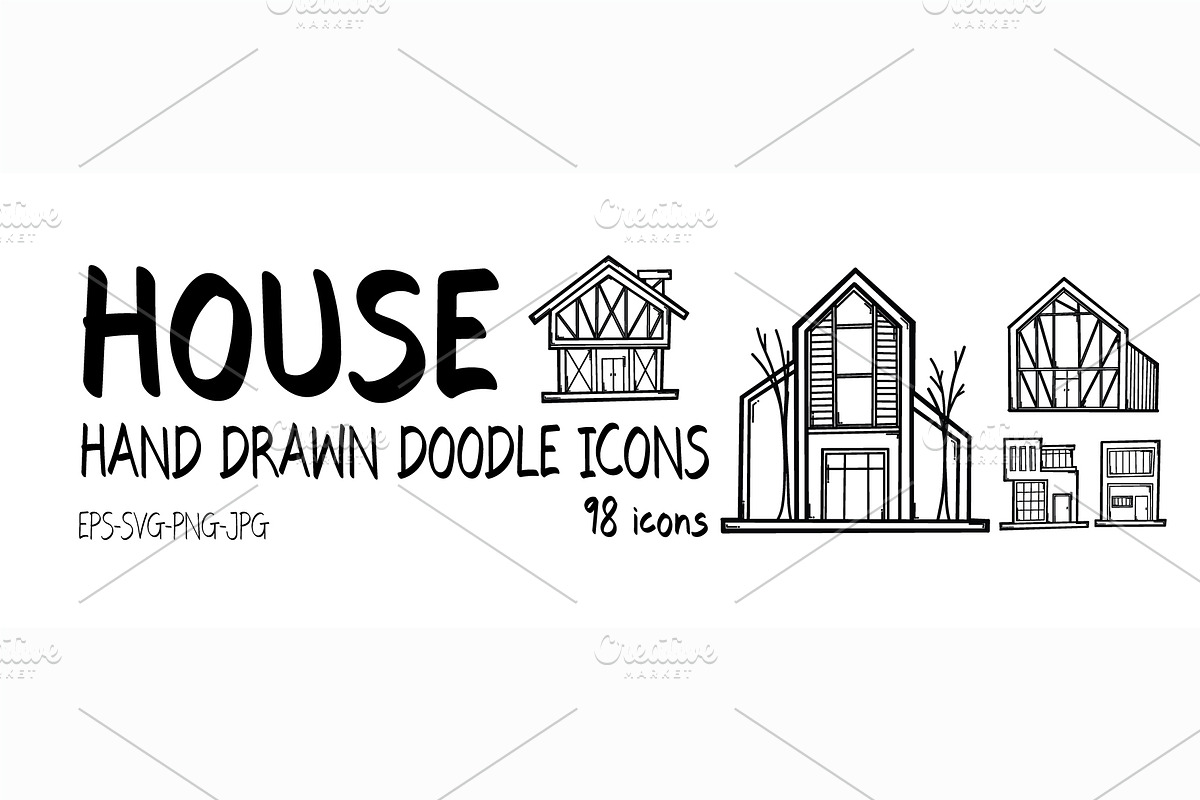 98 House doodle icons, an Outline Icon by TKDoodle