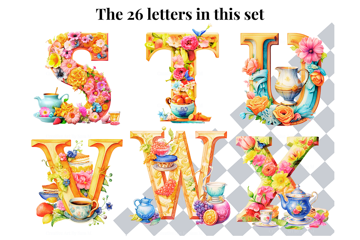 Tea Party Alphabet Letters, a Decorative Illustration by Creative Art ...