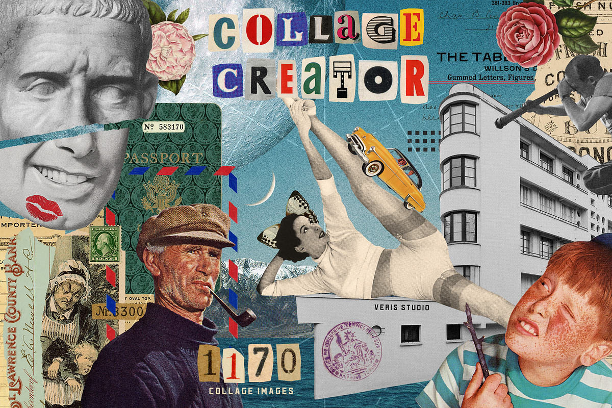 Vintage Collage Creator 1170+ Assets, an Object Graphic by Veris Studio