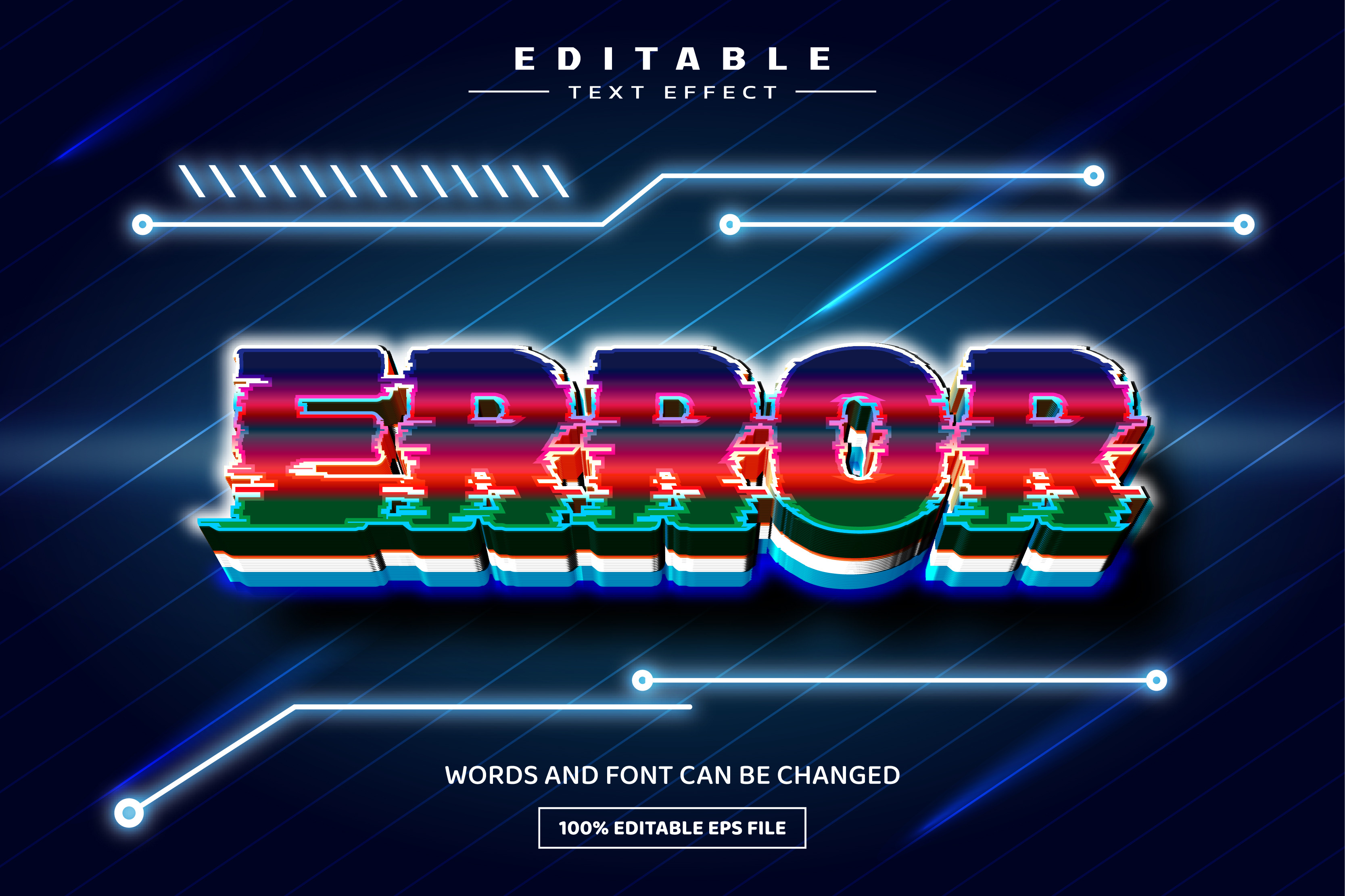 Error 3D editable text effect