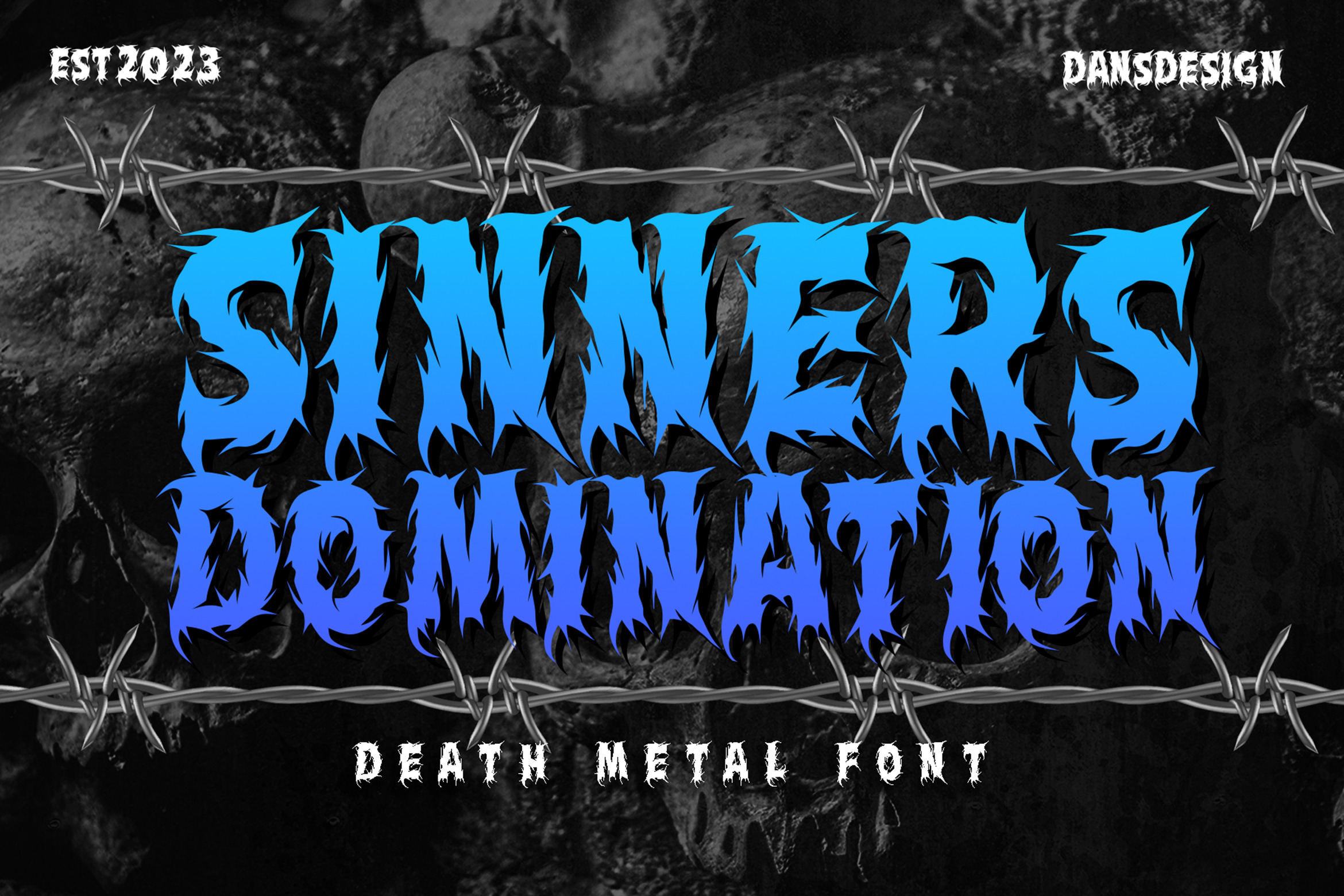 Sinners Domination Metal Horror Font, a Blackletter Font by dansdesign