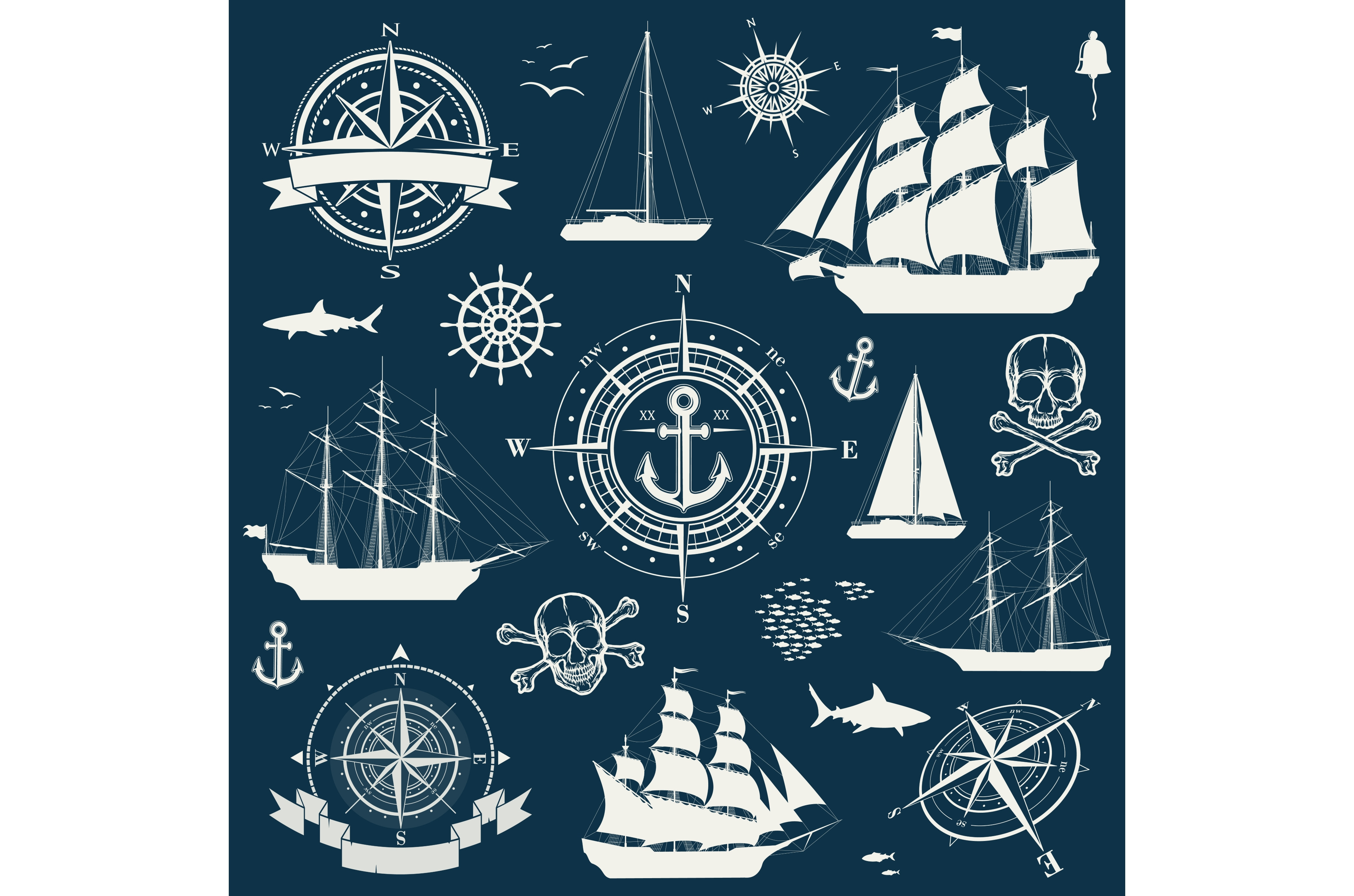 Vector nautical design collection, an Object Illustration by MSA-Graphics