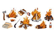 Different bonfires types. Burning | Object Illustrations ~ Creative Market