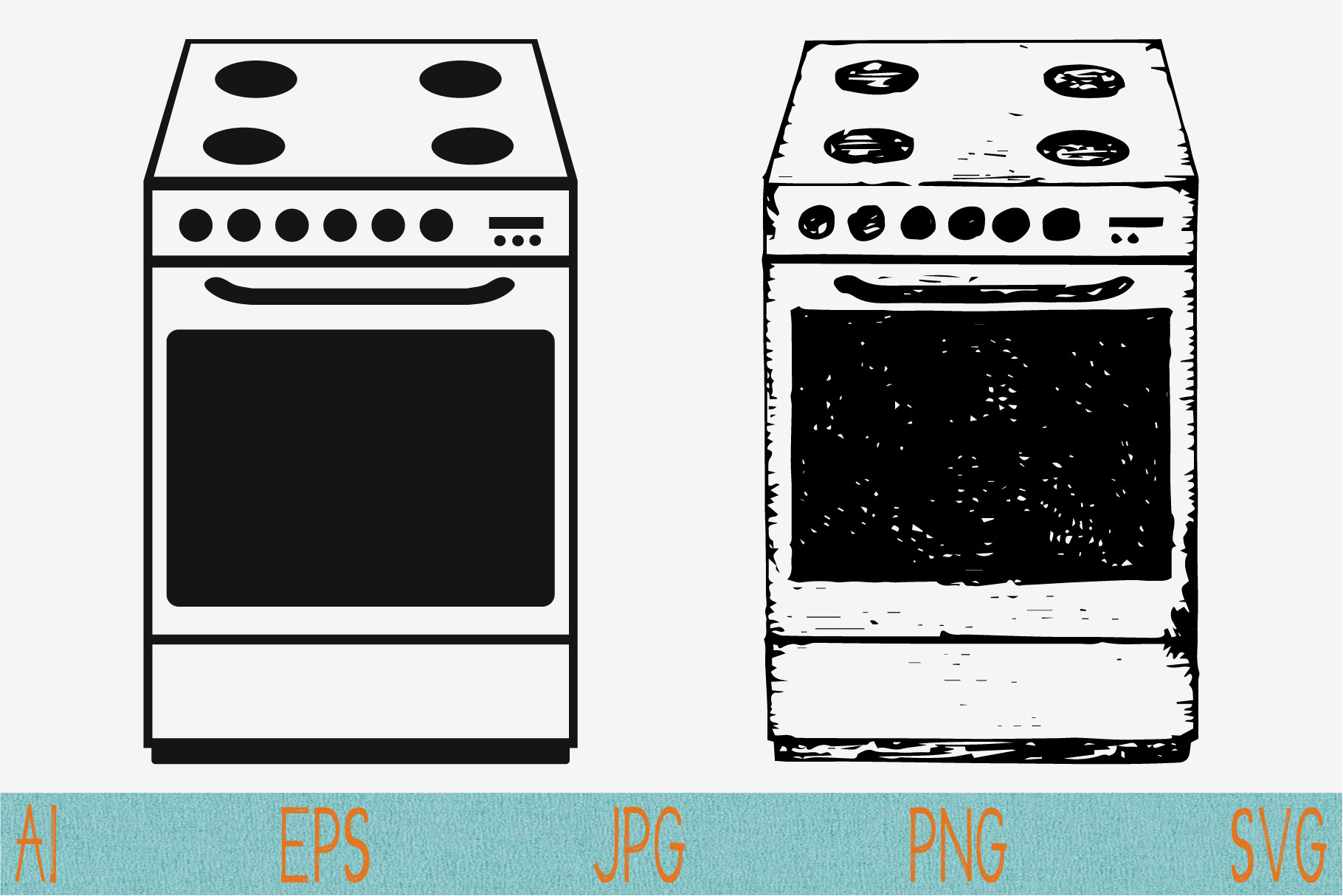 kitchen stove svg set vector png eps, an Icon by FileVectorSVG