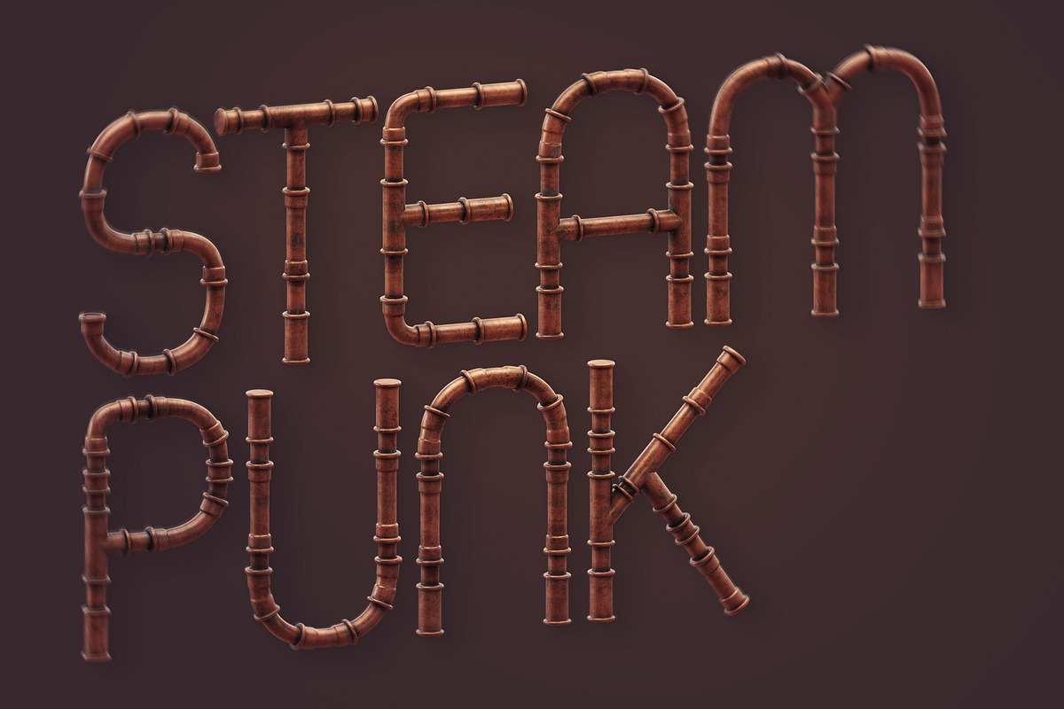 Copper Pipes - 3D Lettering, a Graphic by MIIM
