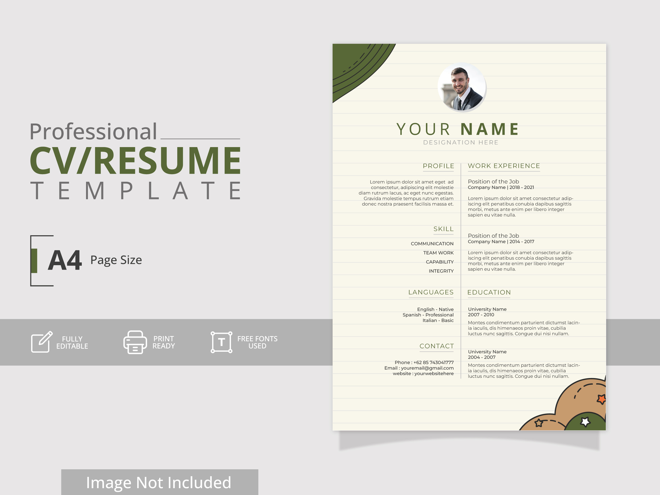 Editable Print Ready CV or Resume, a Resume Template by faysalrean