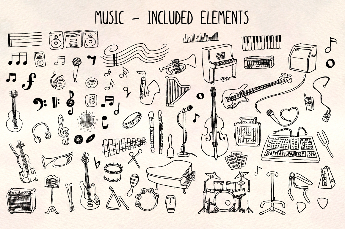 70+ Musical Vector Graphics Kit, an Illustration by Violet LeBeaux
