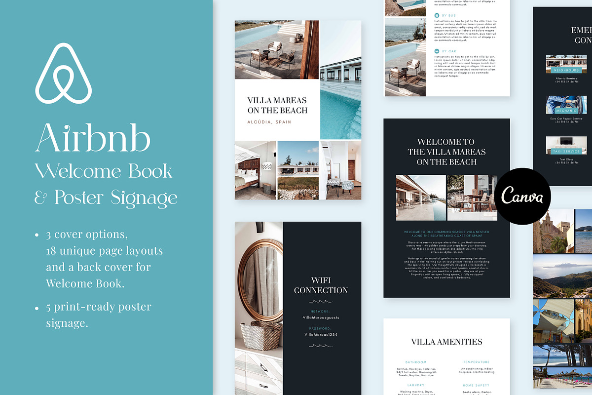 Airbnb Welcome Book & Signs Template, a Brochure Template by RWstudio